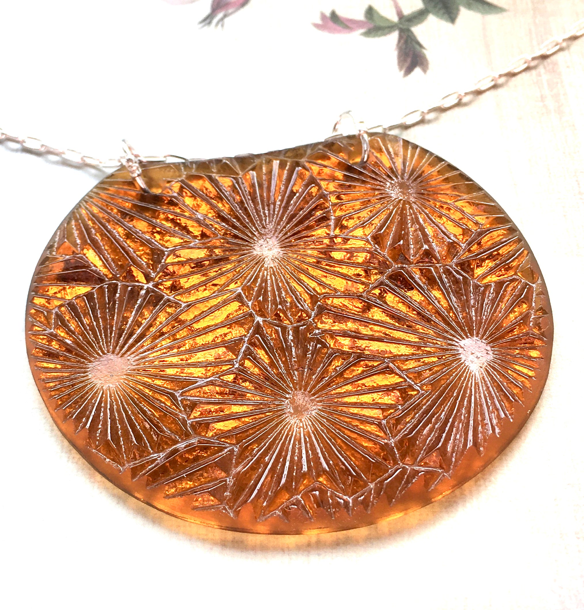 Large Amber Starfire Glass Pendant – samanthajoyglass